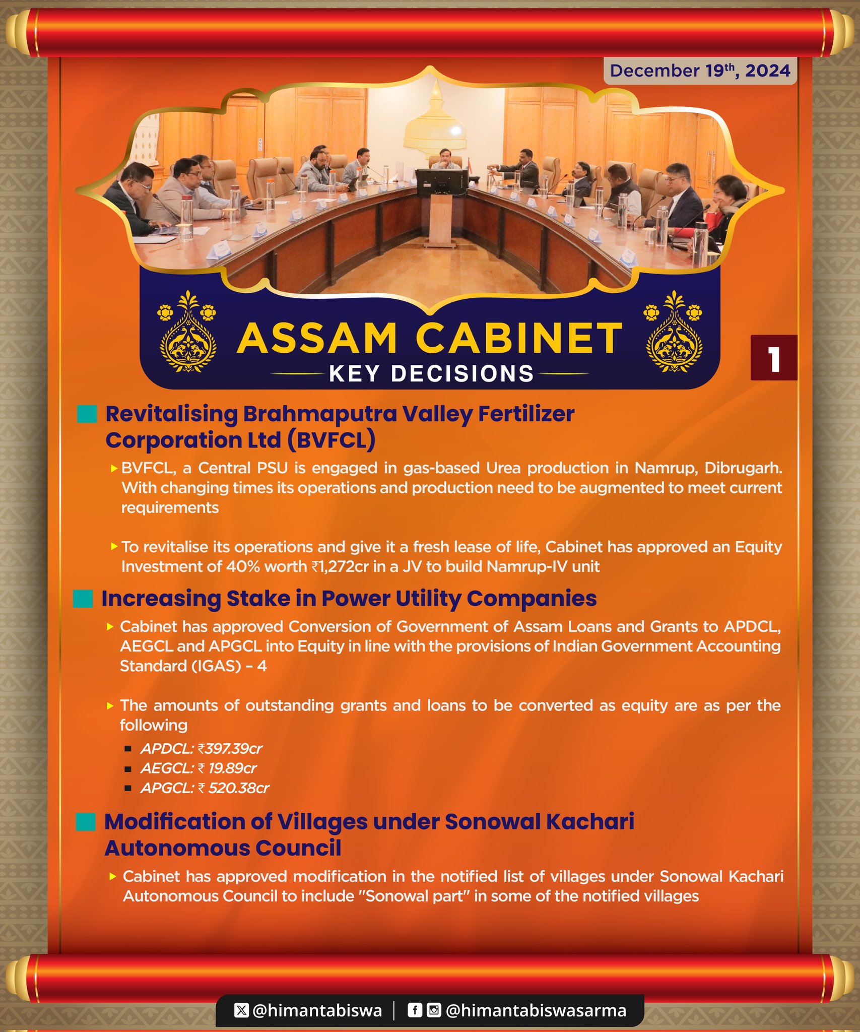 Key Decisions of Assam Cabinet Meeting 19 Dec 2024 - BodoPedia.IN